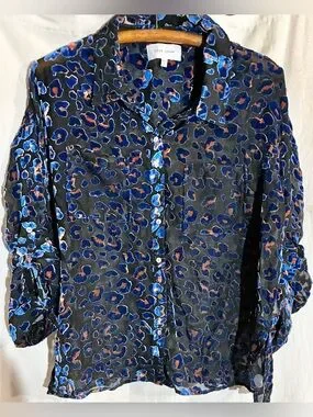 Dear John | Tops | Dear John Burn Out Velvet Blouse Sz S Roll Tab Slvs ...
